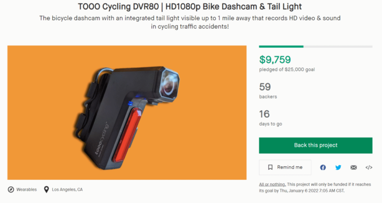 TOOO Cycling Kickstarting DVR80 Asscam + Taillight - Mamilian